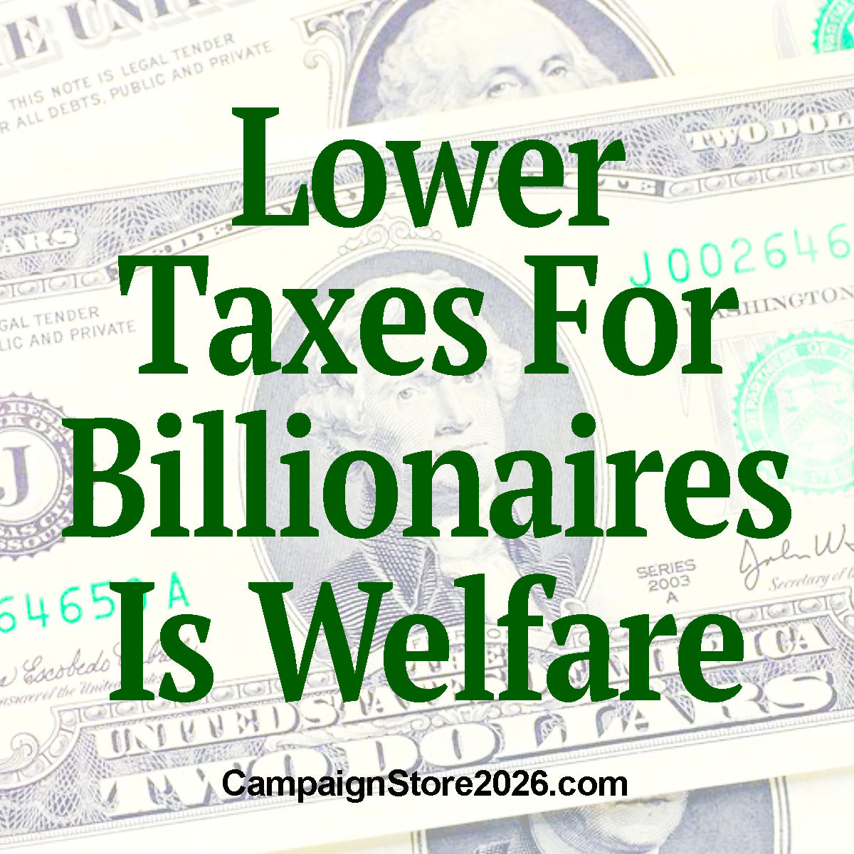 Billionaire Welfare Bumper Sticker | CampaignStore2026